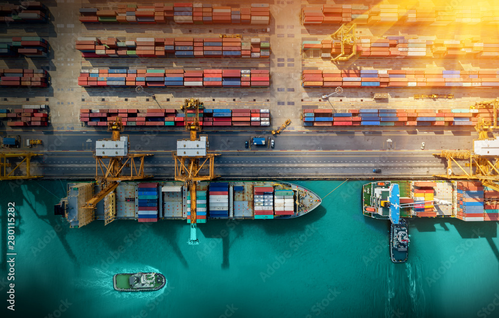 Logistics and transportation of Container Cargo ship and Cargo plane ...