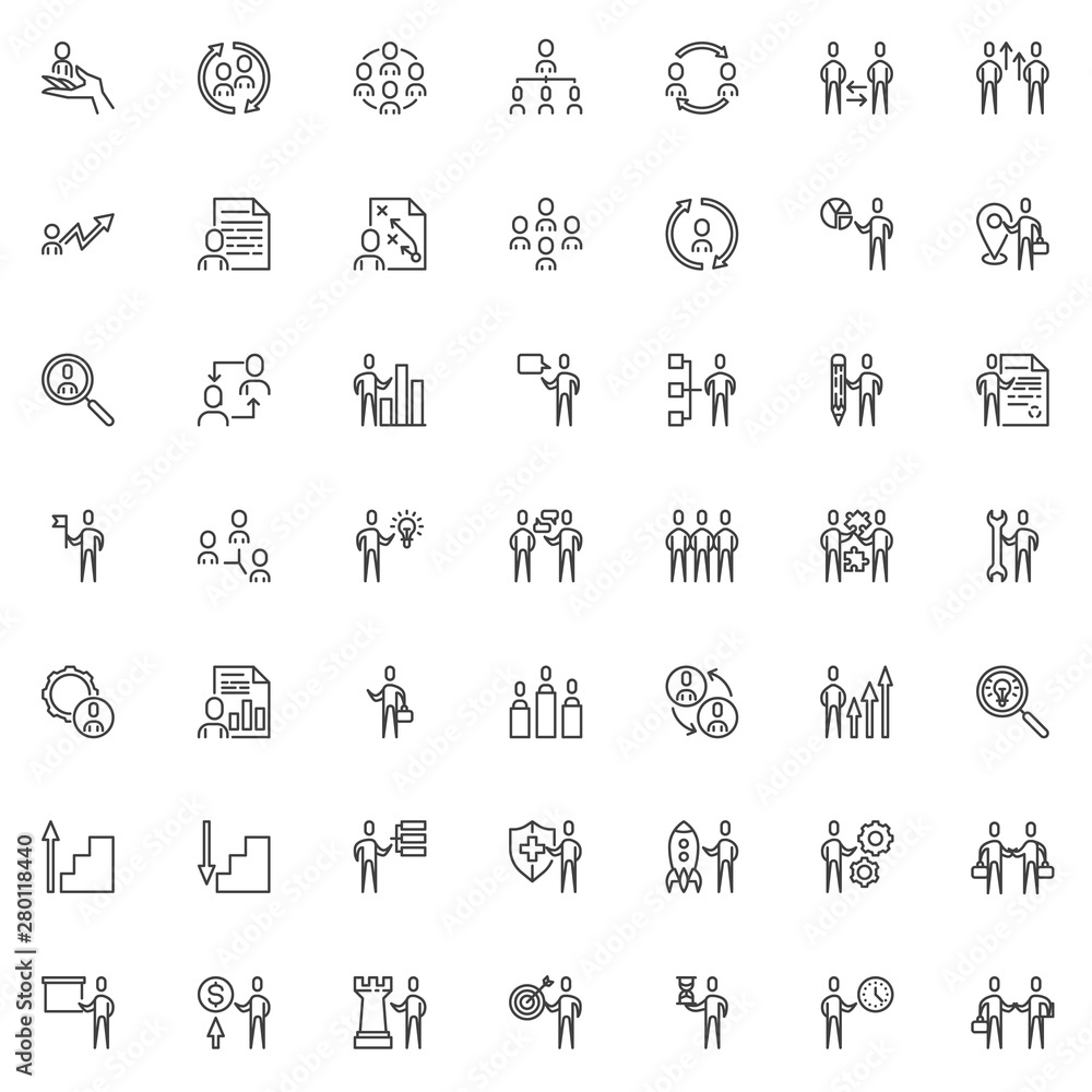 Business team line icons set. linear style symbols collection, outline ...