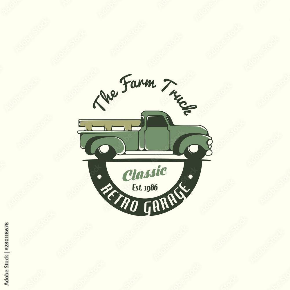 Retro truck logo tenplate vector. Farm truck logo Stock Vector | Adobe ...