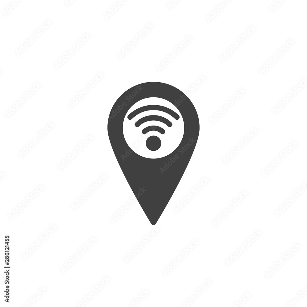 Wi-Fi Map Marker vector icon. Wireless signal location pin filled flat ...
