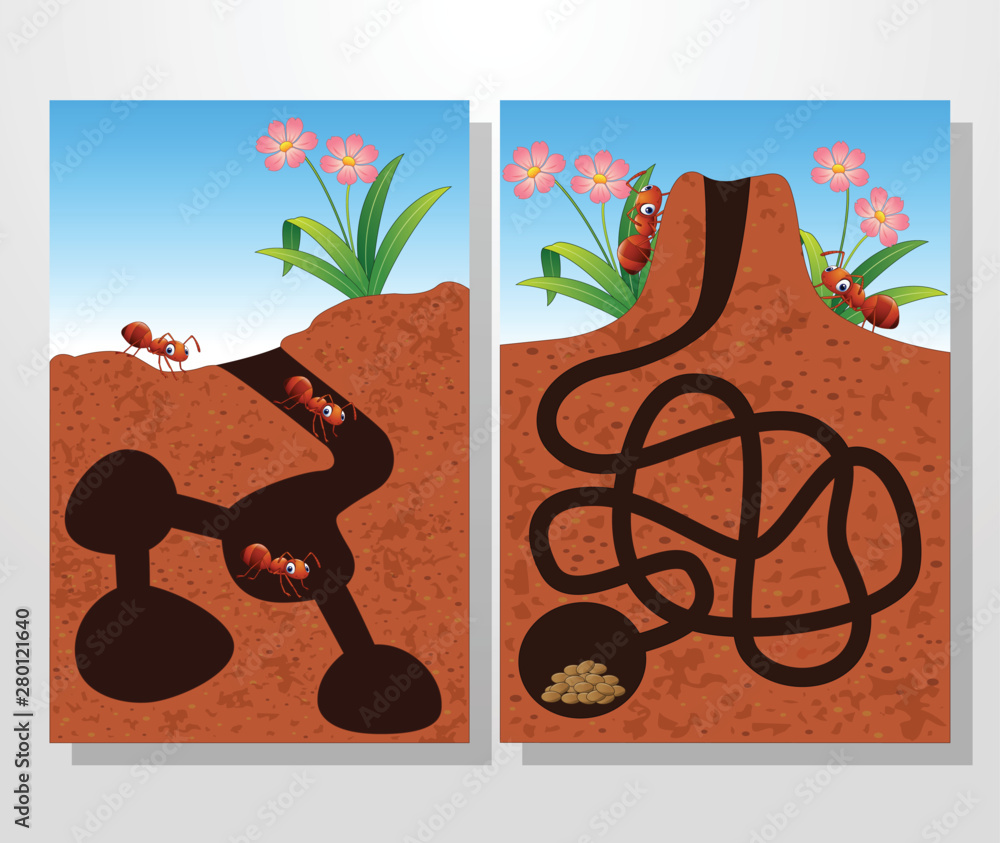 Cartoon ants colony collections set Stock Vector | Adobe Stock