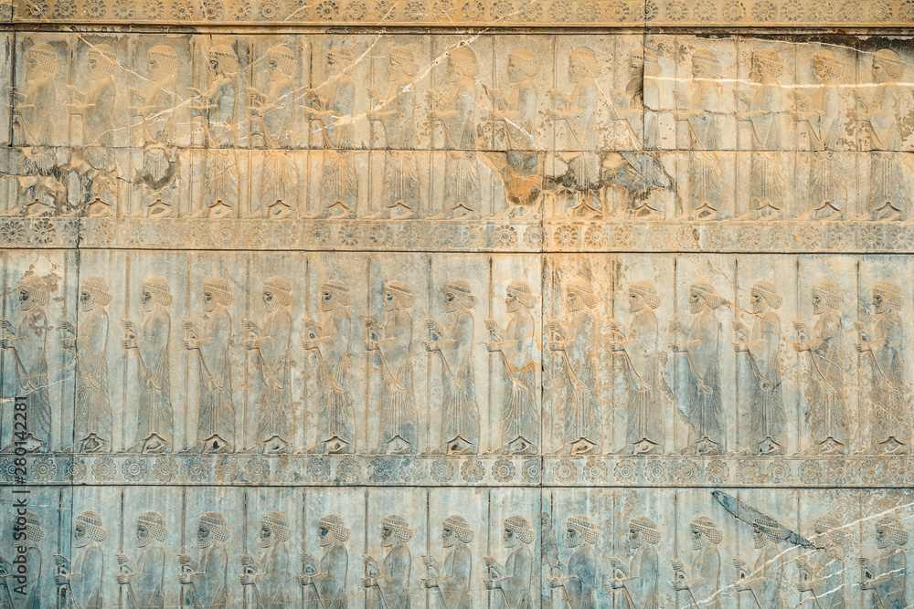 Fotografia do Stock: Ancien inscriptions on the walls of Persepolis ...
