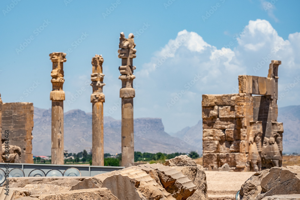 ancient column of Persepolis, the ancient capital of old Persian ...