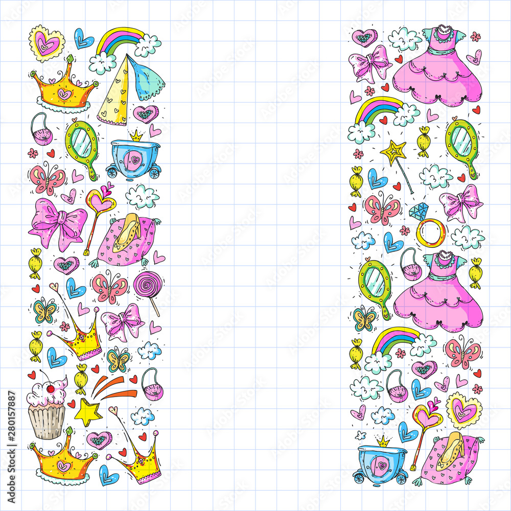 Princess birthday party for little girls. Kindergarten, school children ...