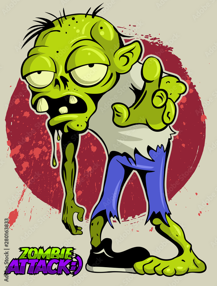 Cartoon, comic book style zombie, vector image. Stock Vector | Adobe Stock