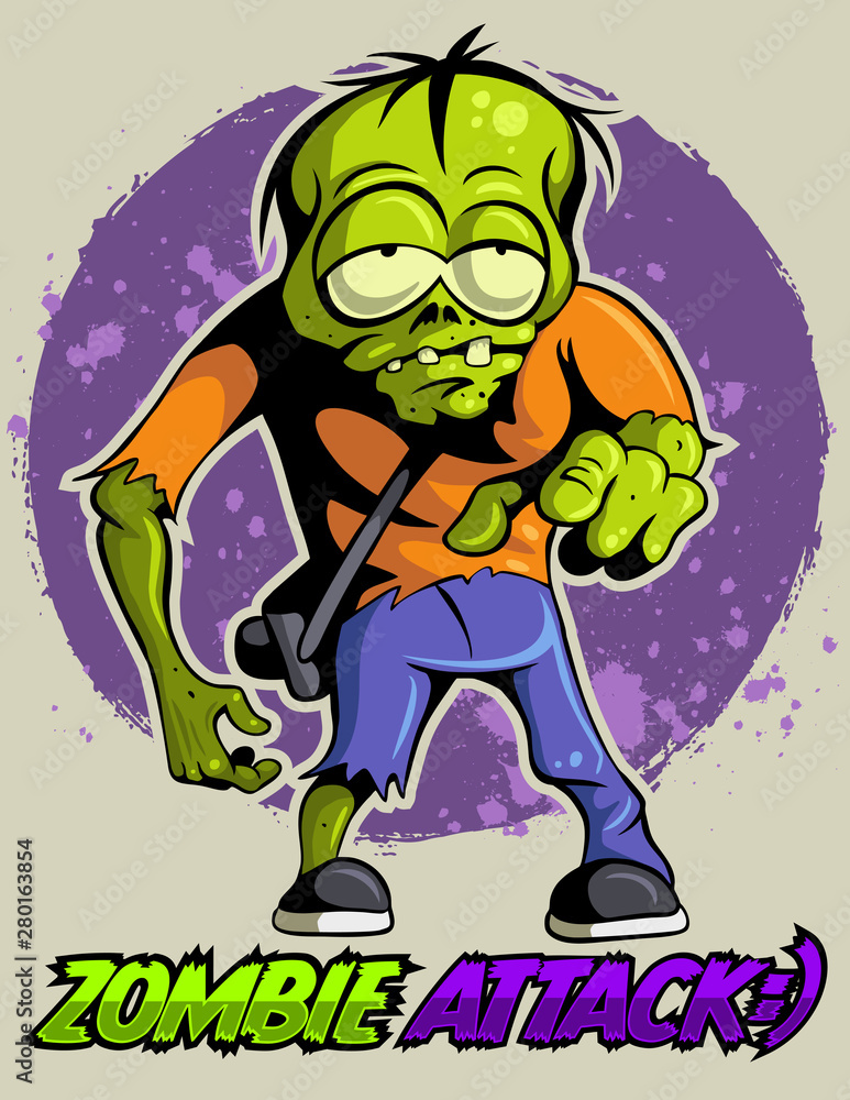Cartoon, comic book style zombie, vector image. Stock Vector | Adobe Stock