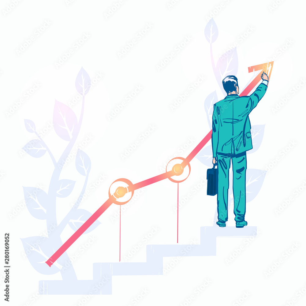 Profit growth, sketch drawn. Business concept. Finance investment ...