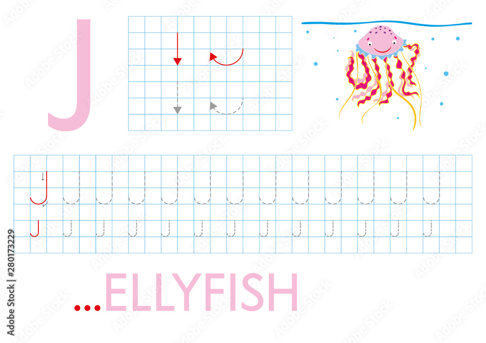 Worksheet for kids with letter “J”. For study English alphabet ...