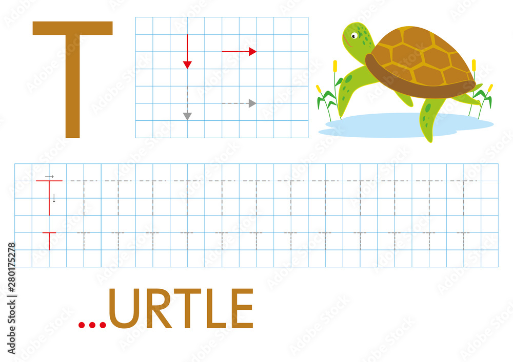 Worksheet for kids with letter “T”. For study English alphabet ...