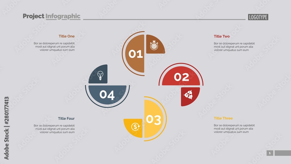 Cycle chart with four elements. Step diagram, process chart, layout ...