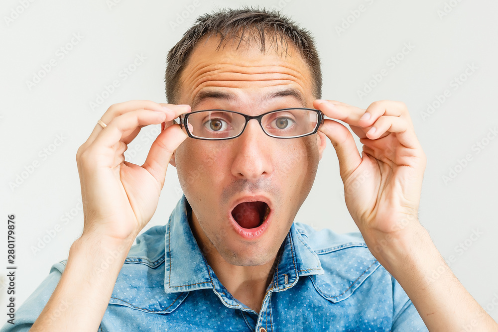 Closeup portrait of frustrated, mad angry nerdy young man with big ...