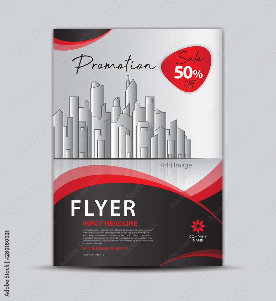 Flyer template vector illustration, black cover design, annual report ...
