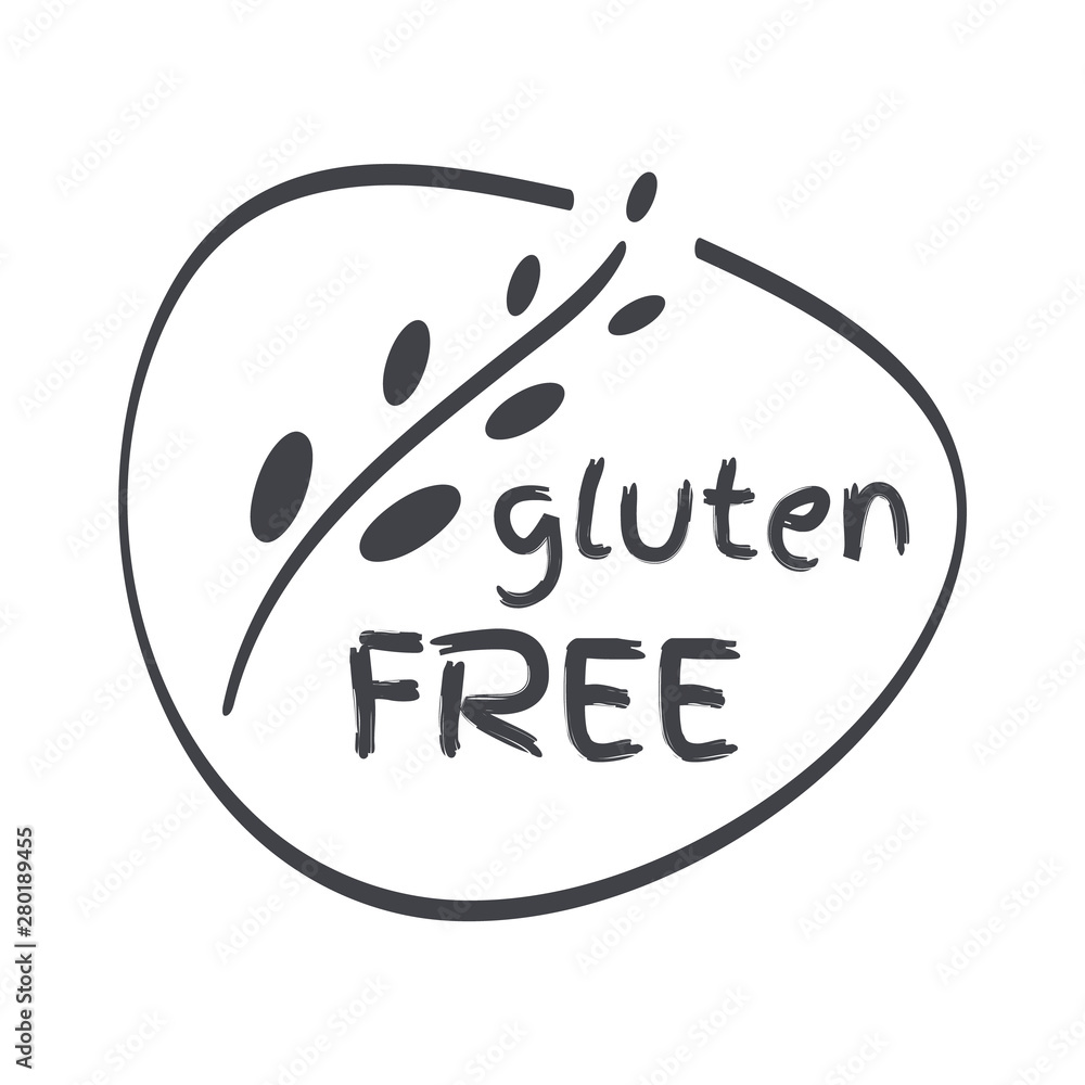 Gluten free label. Food icon. Vector grey sign isolated. Illustration ...