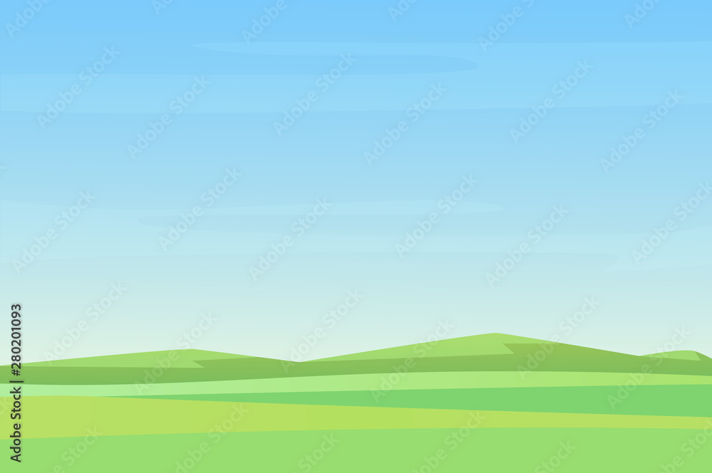 Fully minimalistic simple empty Meadow green fields landscape, great ...
