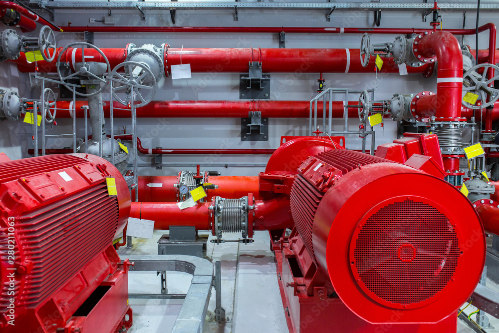 Industrial fire pump station. Reliable and trouble-free equipment ...