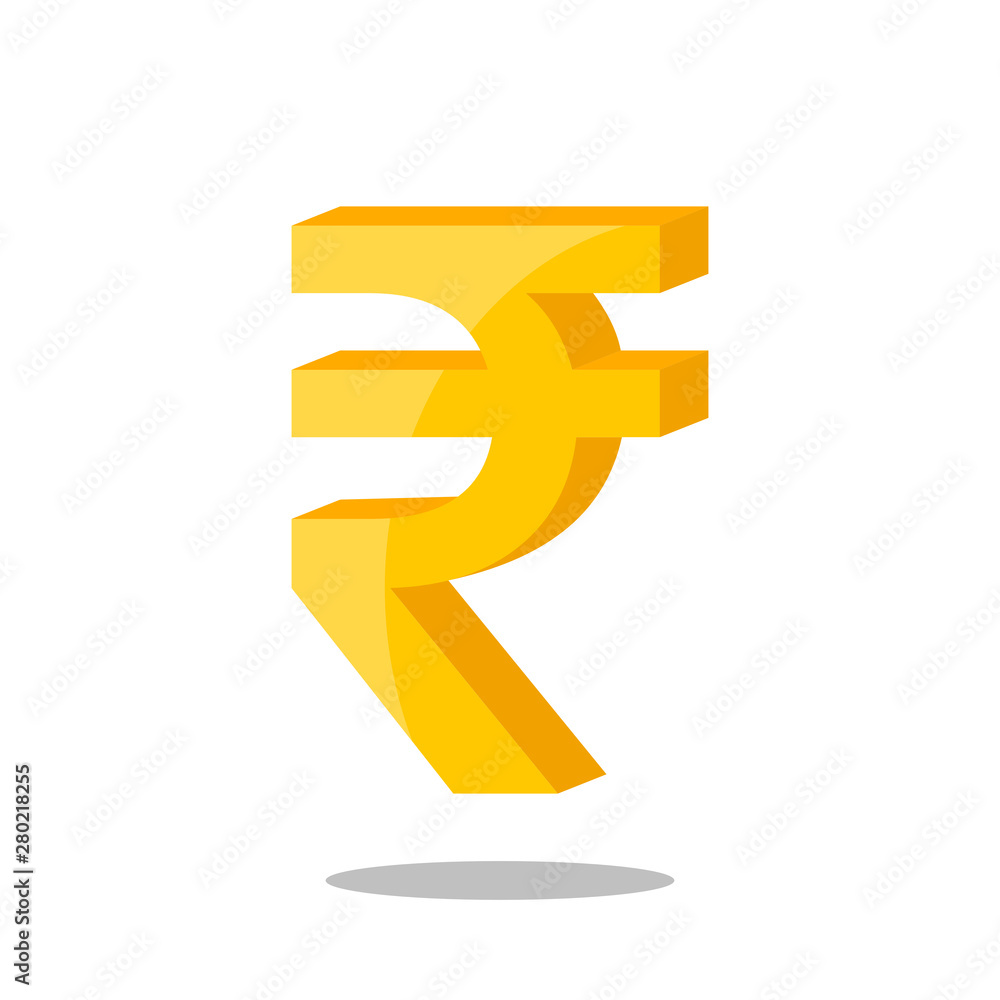 Thick Indian Rupee symbol sign 3D golden INR Money Stock Vector | Adobe ...