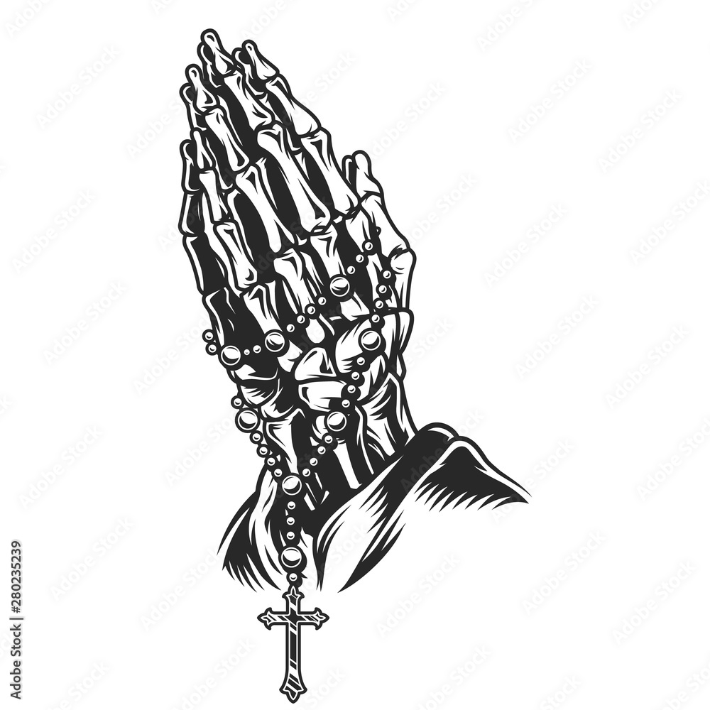 Vintage skeleton praying hands concept Stock Vector | Adobe Stock