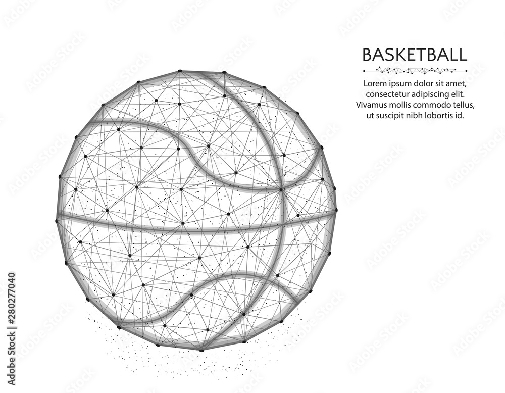 Basketball low poly design, Sport game abstract graphics, ball ...