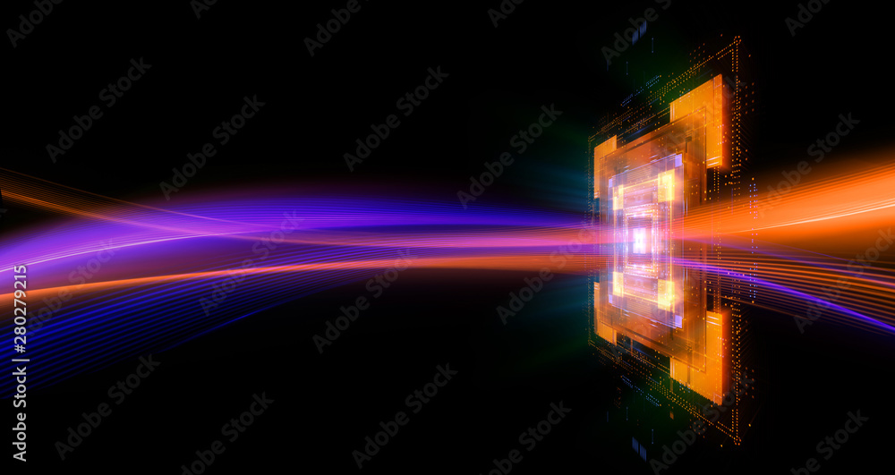 Cpu Socket Modern Technology Big Data Center 3d Rendering Light