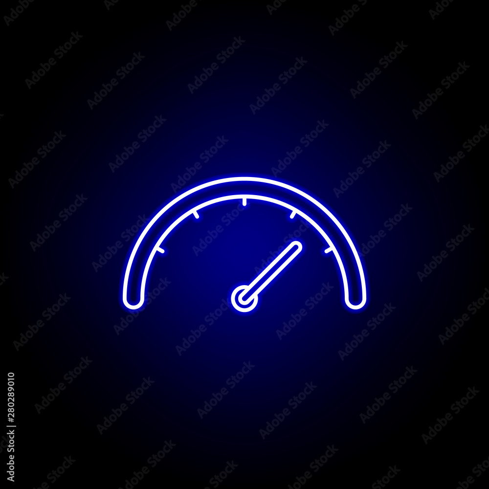 speedometer speed icon in blue neon style.. Elements of time ...