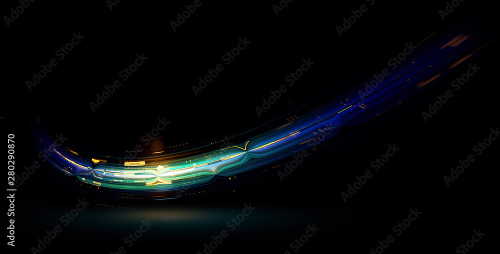 Glow effect. Ribbon glint. Curved lines. Power energy. LED glare tape ...