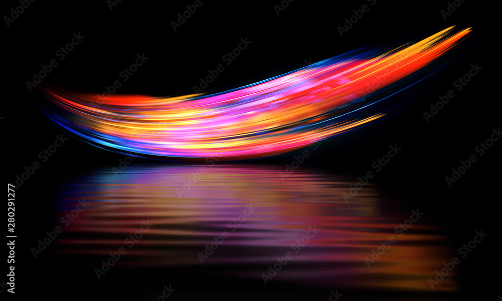 Glow effect. Ribbon glint. Curved lines. Power energy. LED glare tape ...