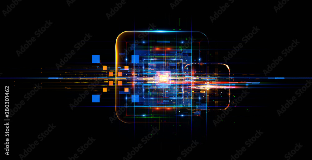 Led Light. luma effect. Future tech. Glare cubes. Digital signal ...