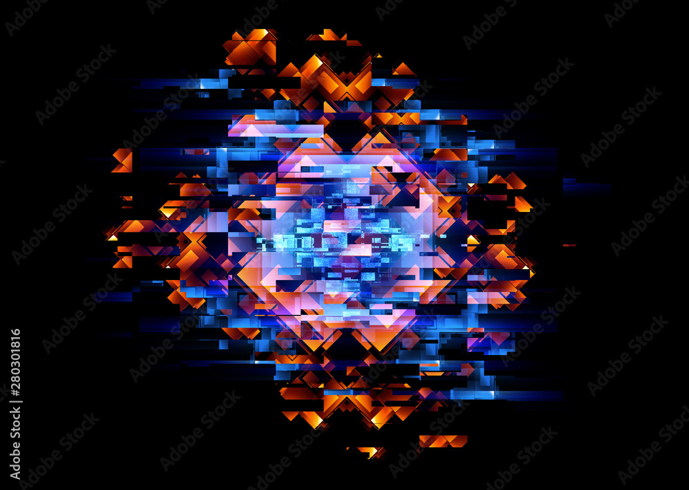 Led Light. Abstract effect. Future tech. Glare cubes. Digital cpu ...