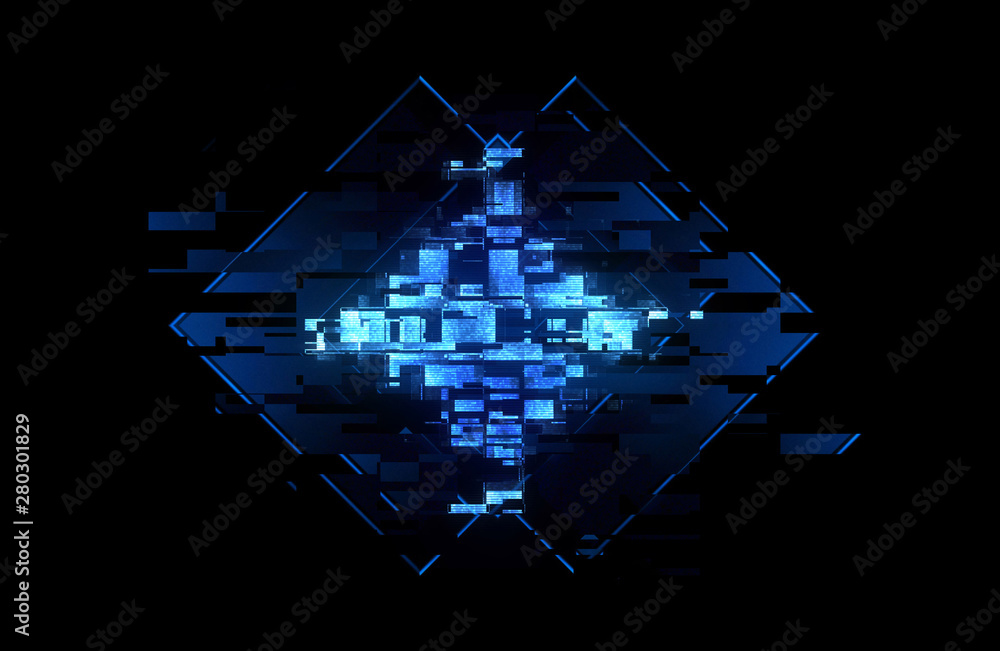 Led Light. Abstract effect. Future tech. Glare cubes. Digital cpu ...