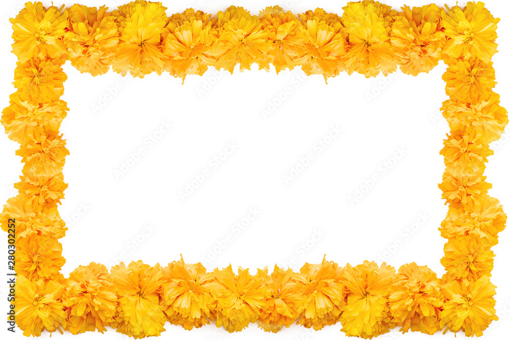 Cempasuchil flower frame, Mexican flower of the day of the dead in ...