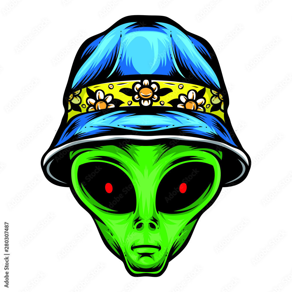 alien with bucket hat Stock Vector | Adobe Stock