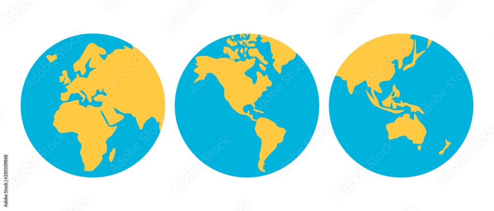 Vector Earth Set. Earth globes from different angles icons ...