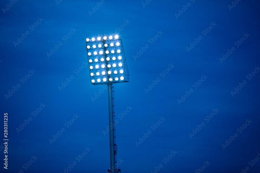 stadium lights and beautiful sky lights, Soccer stadium Football with ...