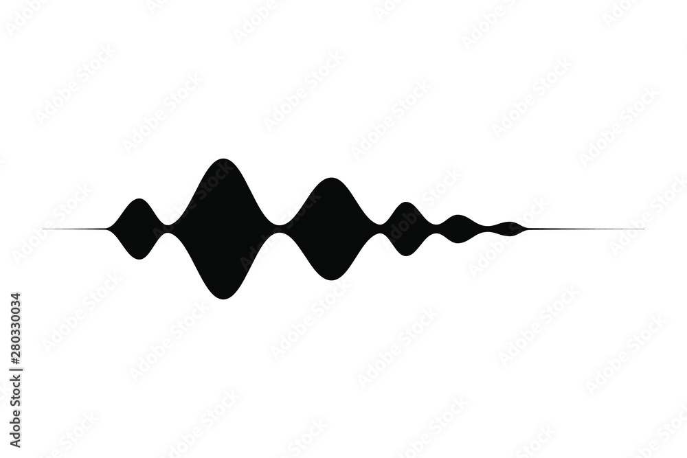 Black sound wave isolated on white background. Stock Vector | Adobe Stock