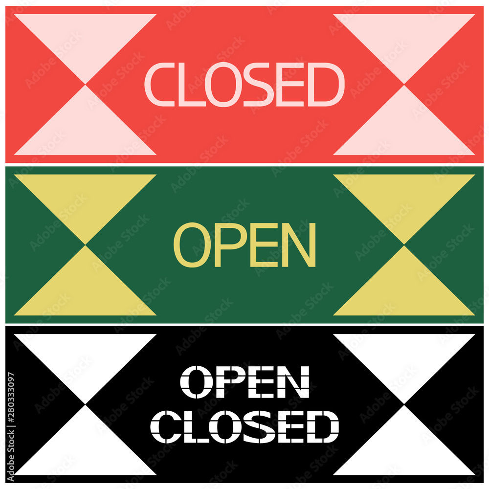 Closed.Open.Sign. A poster of a flat type indicating a certain state of ...