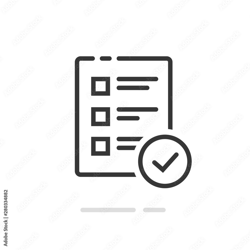 Survey Or Exam Form Paper Sheet Icon With Answered Quiz Checklist And survey-or-exam-form-paper-sheet-icon-with-answered-quiz-checklist-and