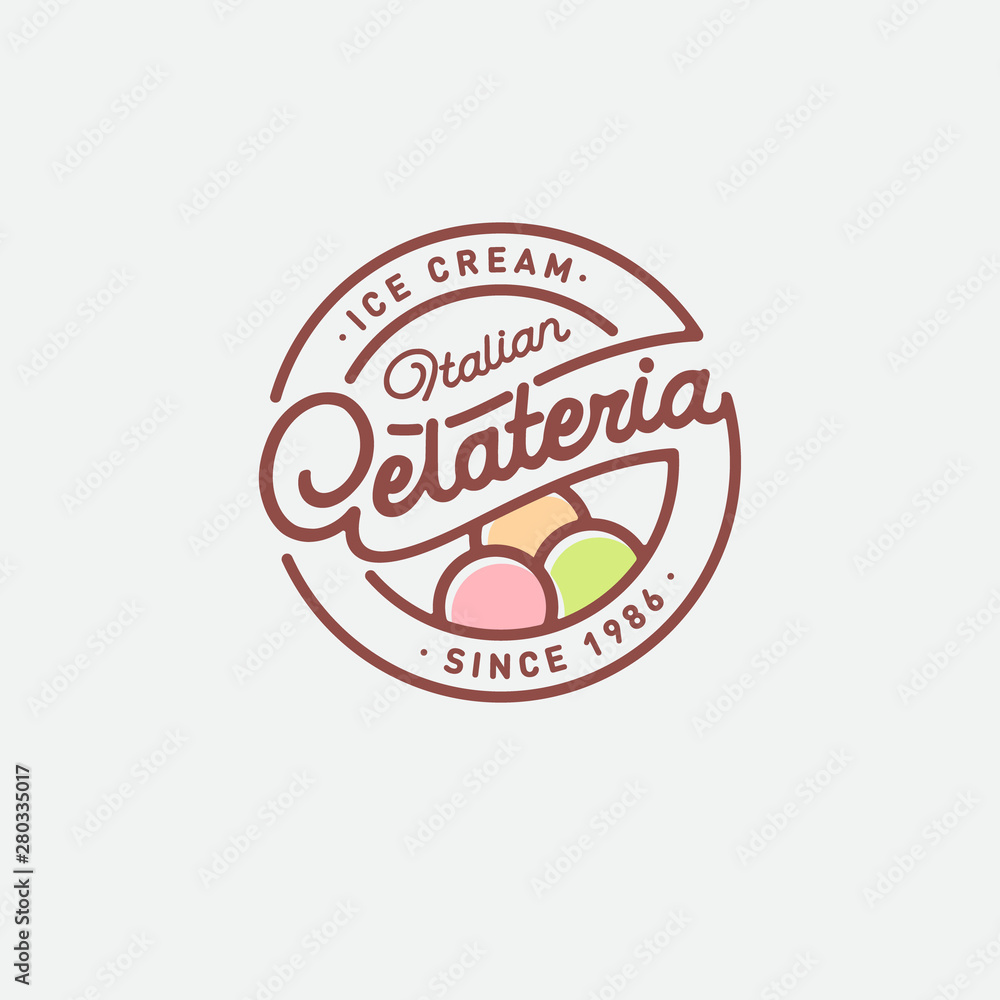 Italian ice cream logo. Gelateria emblem and sign. Italian ice cream ...