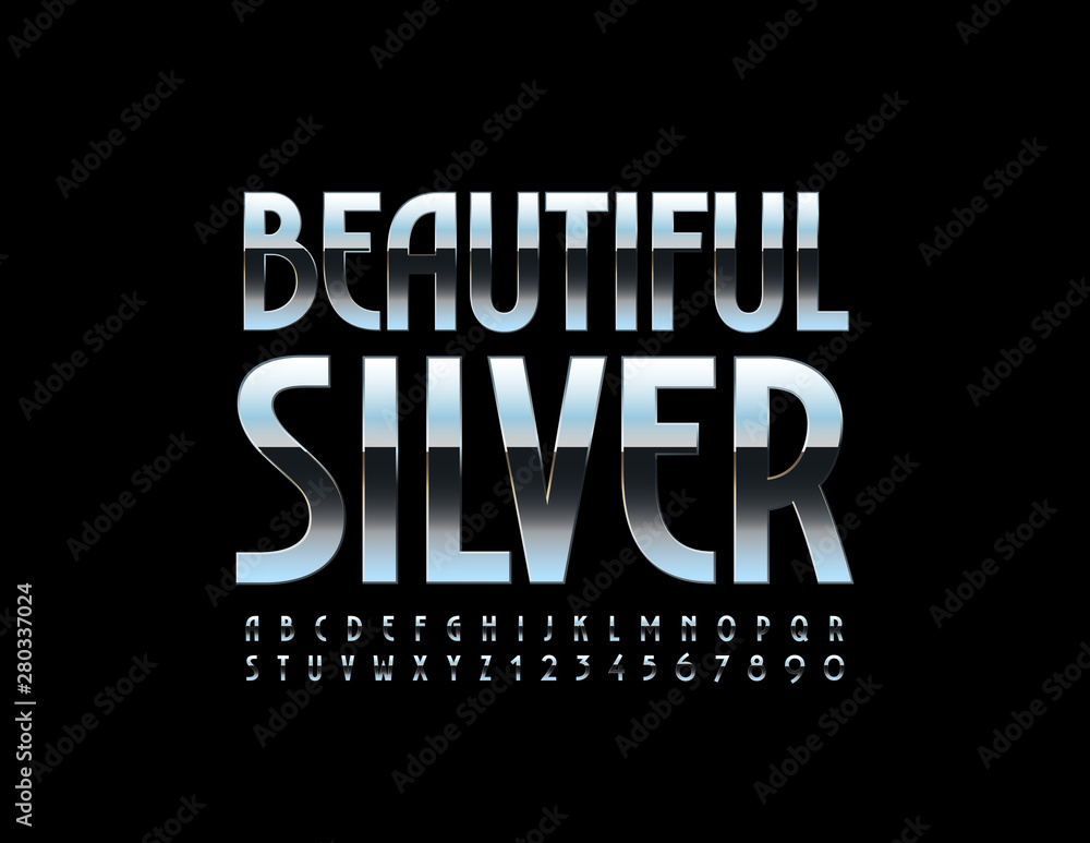 Vector beautiful Silver Font. Metallic shiny Alphabet Letters and ...
