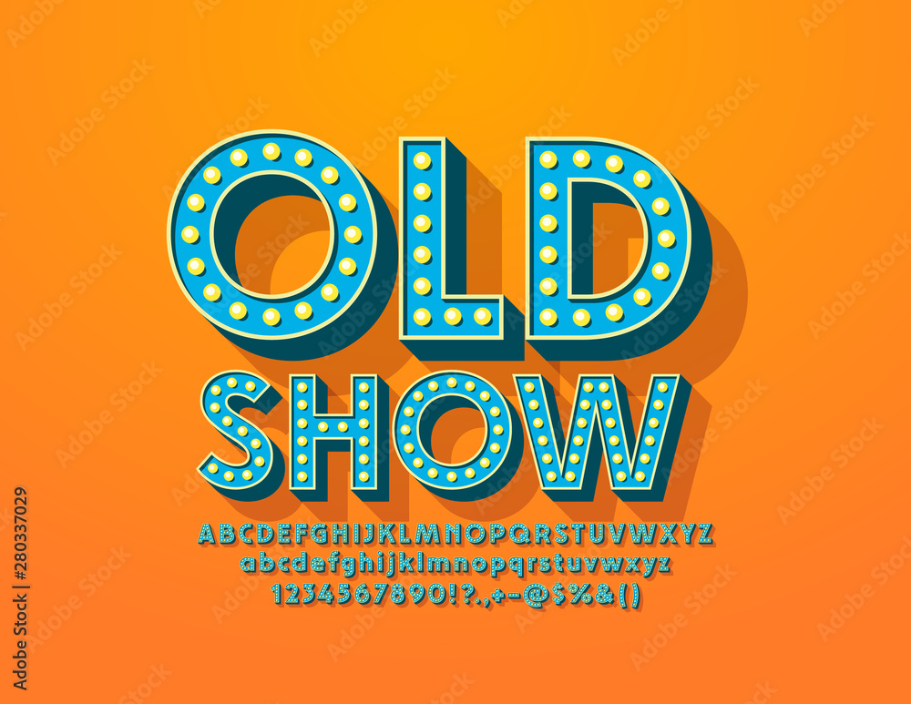 Vector Vintage Style Poster Old Show With Lamp Font Retro Light Bulb vector-vintage-style-poster-old-show-with-lamp-font-retro-light-bulb