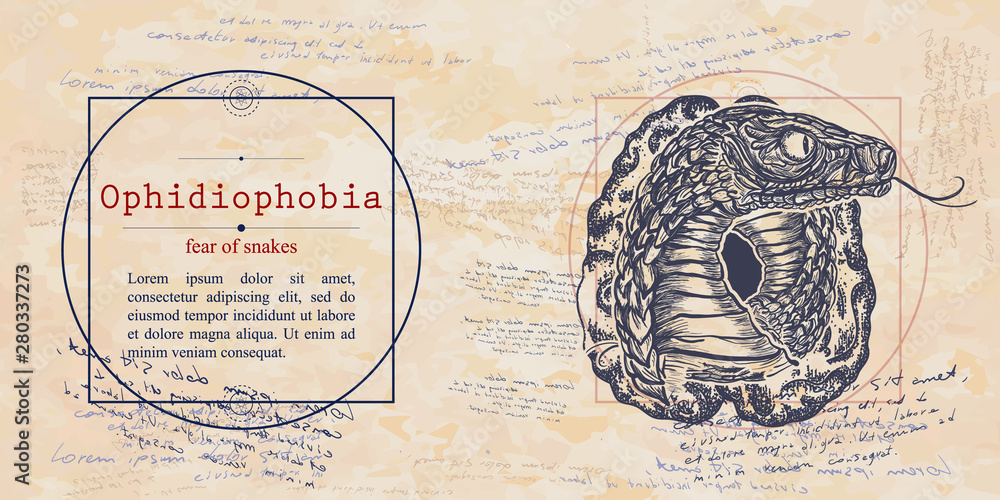 Ophidiophobia. Fear of snakes phobia. Psychological vector illustration ...