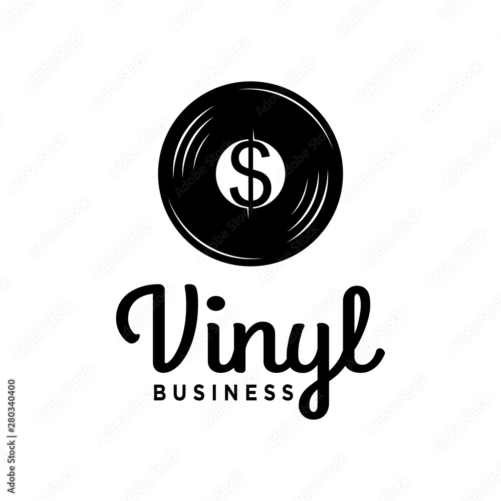 Vinyl and money logo design inspiration Stock Vector | Adobe Stock
