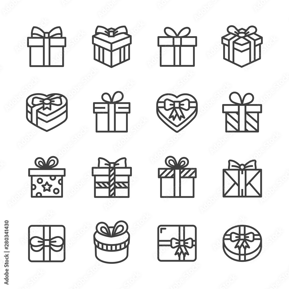 gift box vector line icons set Stock Vector | Adobe Stock