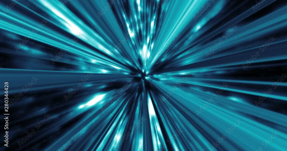 Blue Hyperspace Warp Speed ZoomIn Animation. Abstract creative cosmic ...