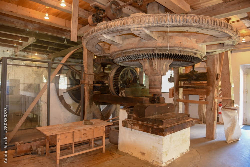Indoor of an old watermill at Esrum in Denmark Stock Photo | Adobe Stock