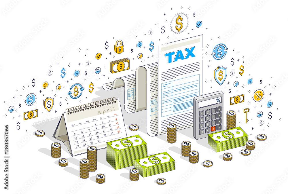 Taxation concept, tax form or paper legal document with cash money ...