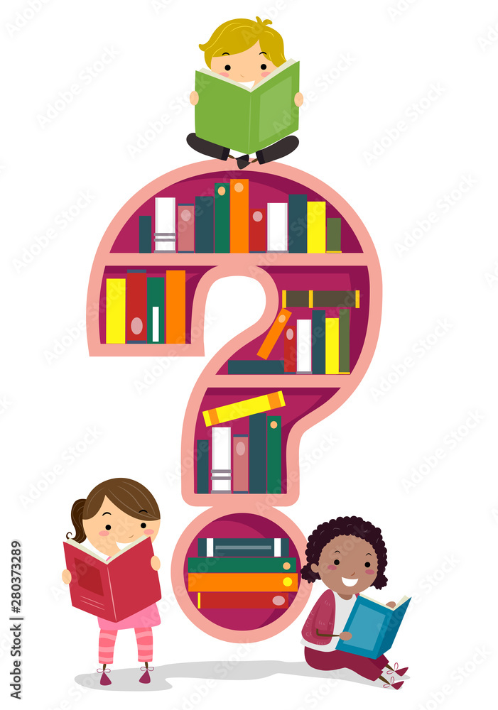 Stickman Kids Question Mark Shelf Illustration Stock Vector | Adobe Stock