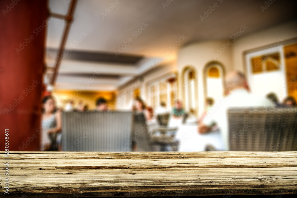 Wooden table of free space for your product and restaurant interior ...
