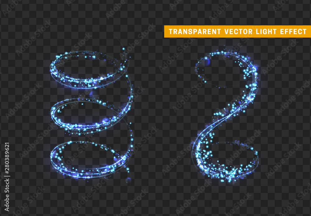 Magic light effect. Stardust blue glitter. Sparkle star dust vector ...