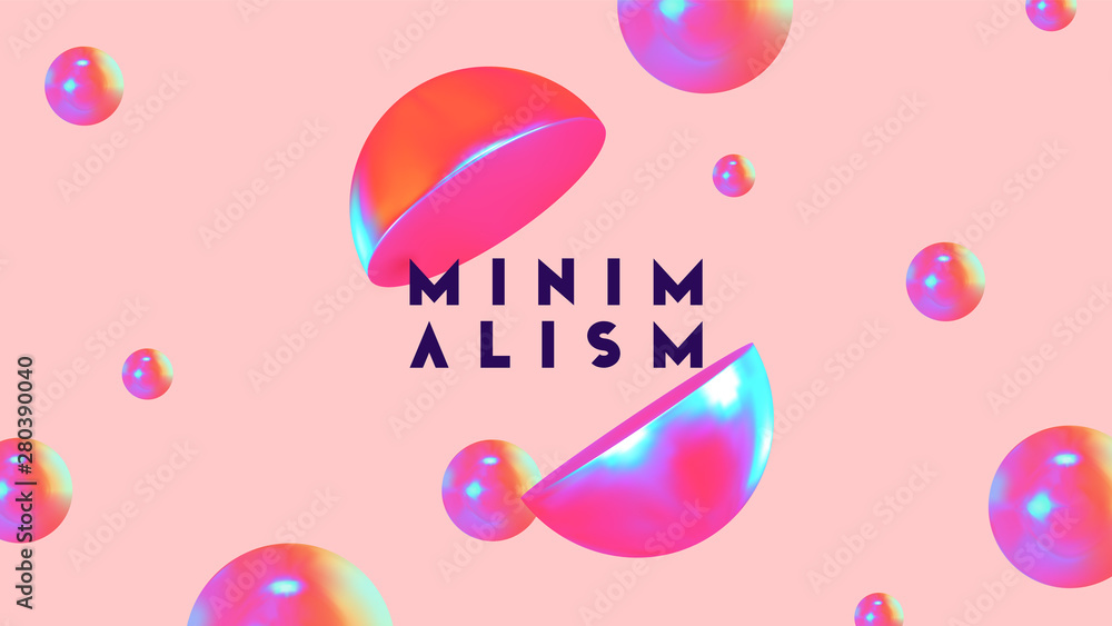 Abstract geometric background with ball and spheres. Minimal trendy ...