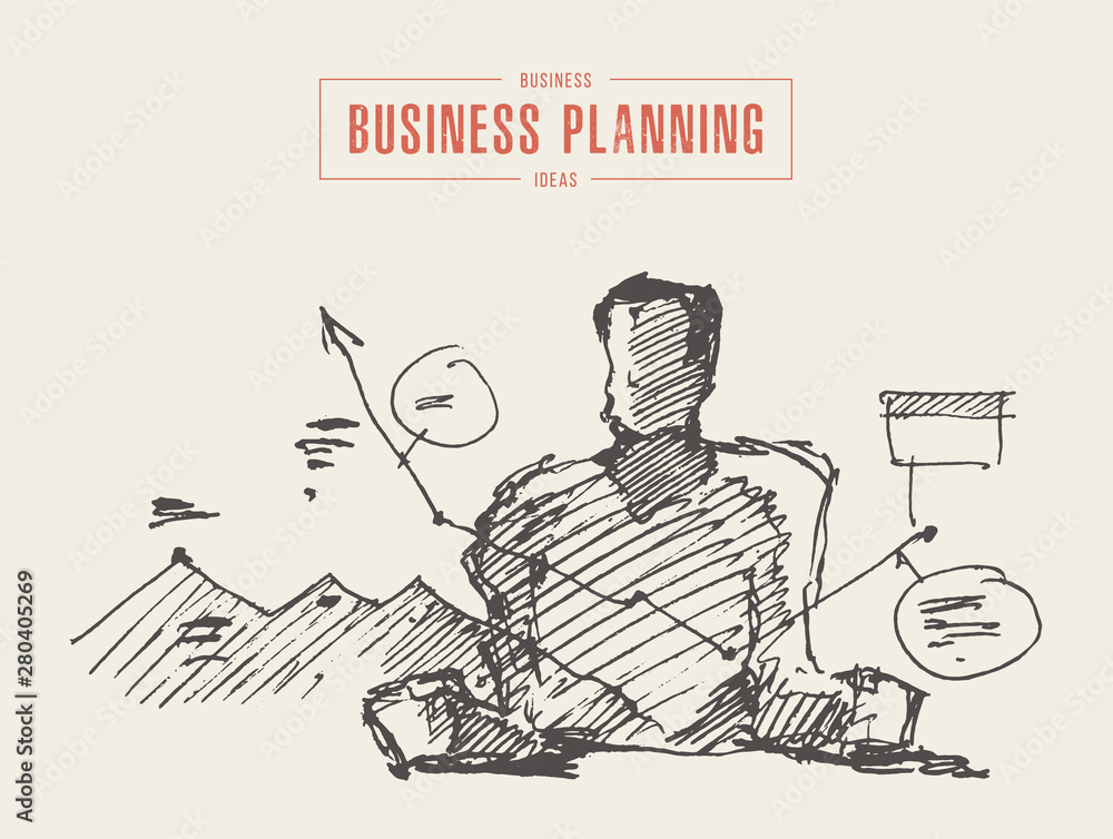 Sketch process business planning man vector sketch Stock Vector | Adobe ...